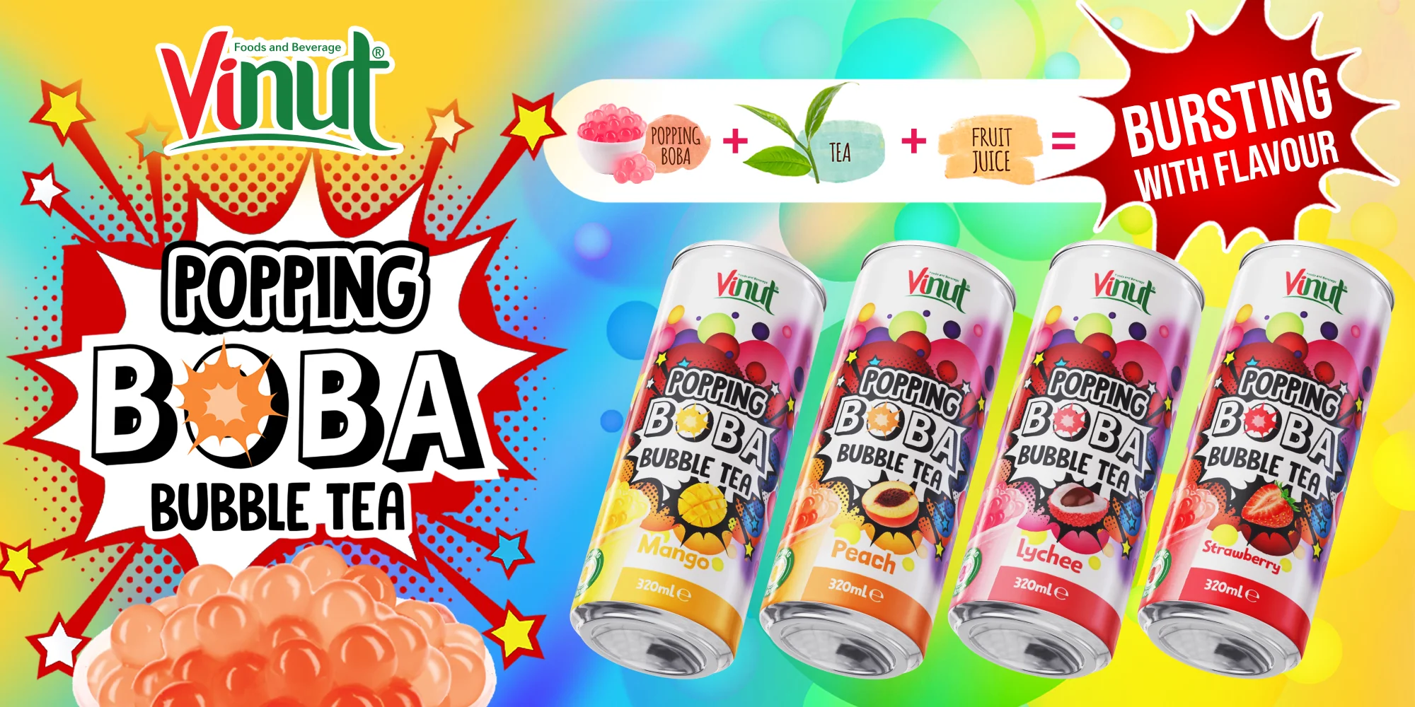 VINUT Sugar-Free Bubble Milk Tea Drink 490ml | OEM | Wholesale
