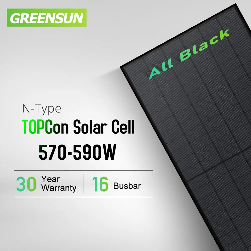 Topcon All Black Solar Panel 590w Monocrystalline N Type 16bb Half Cell ...
