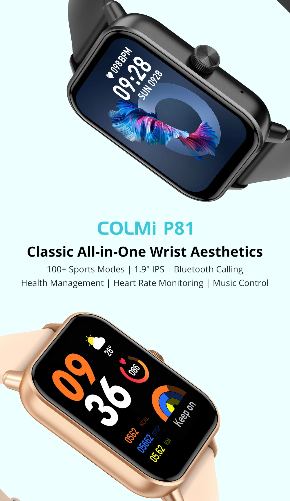 COLMI P81 Smart Watch - 24H Health Monitor & 100+ Sports Modes