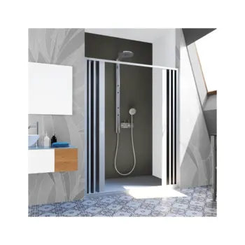 Central Folding Niche Shower Enclosure - Pvc Striped Panel - Flex Model ...