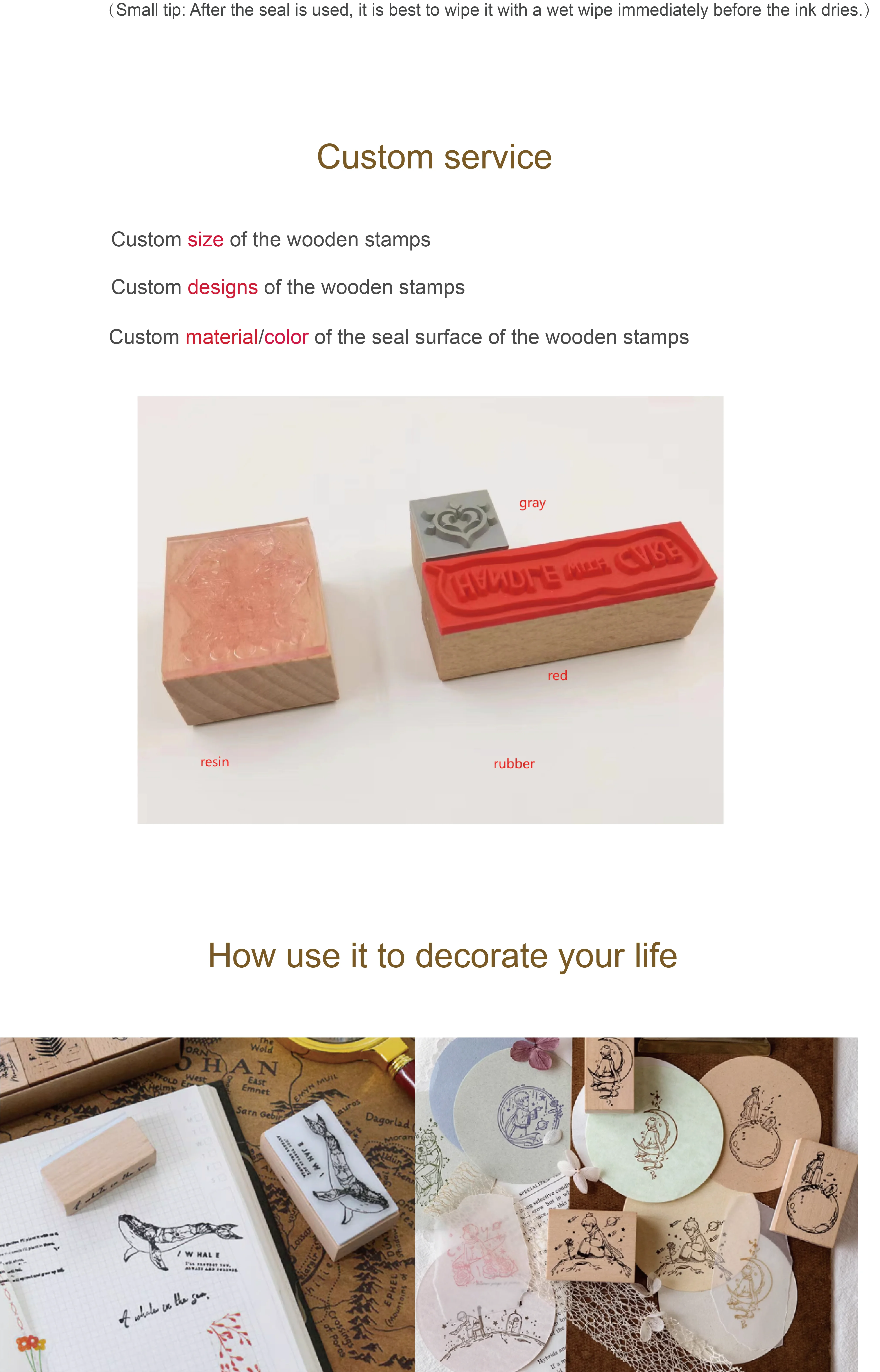 Customizable Wooden Stamps with Carved Logo Personalized Book Rubber ...