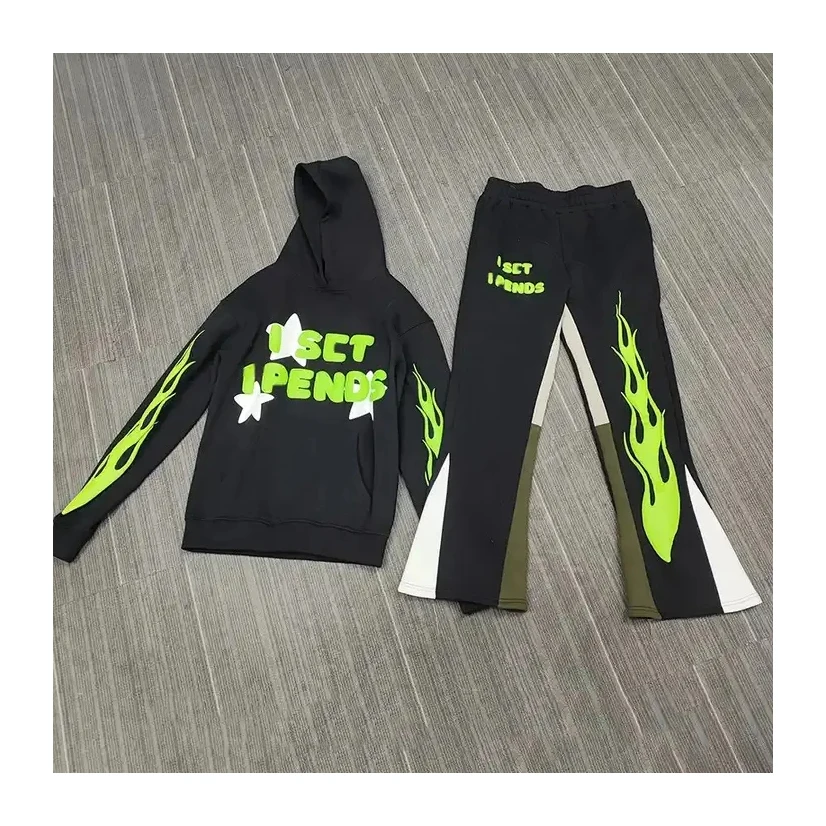 Custom Paint Splatters Vintage Acid Wash Flare Stacked Sweat Pants And ...