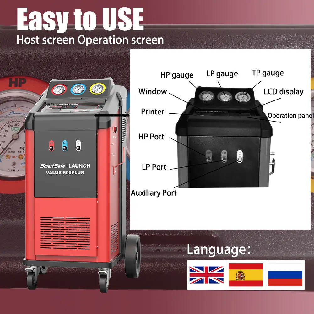 LAUNCH Value 500 Plus R134a Car A/C Refrigerant Machine for Efficient ...