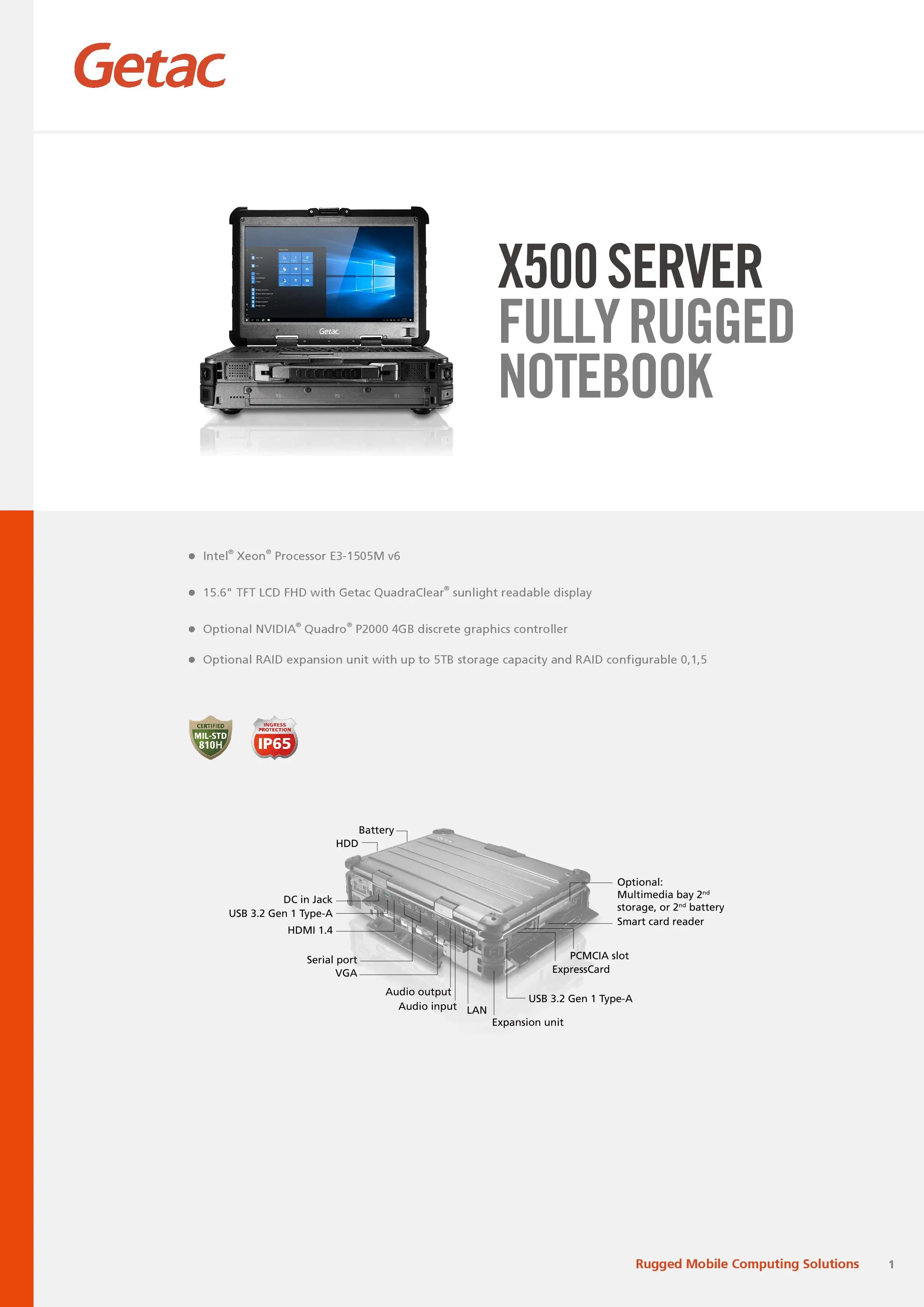 Getac X500 Server - Ultimate Rugged Notebook for Industrial Use