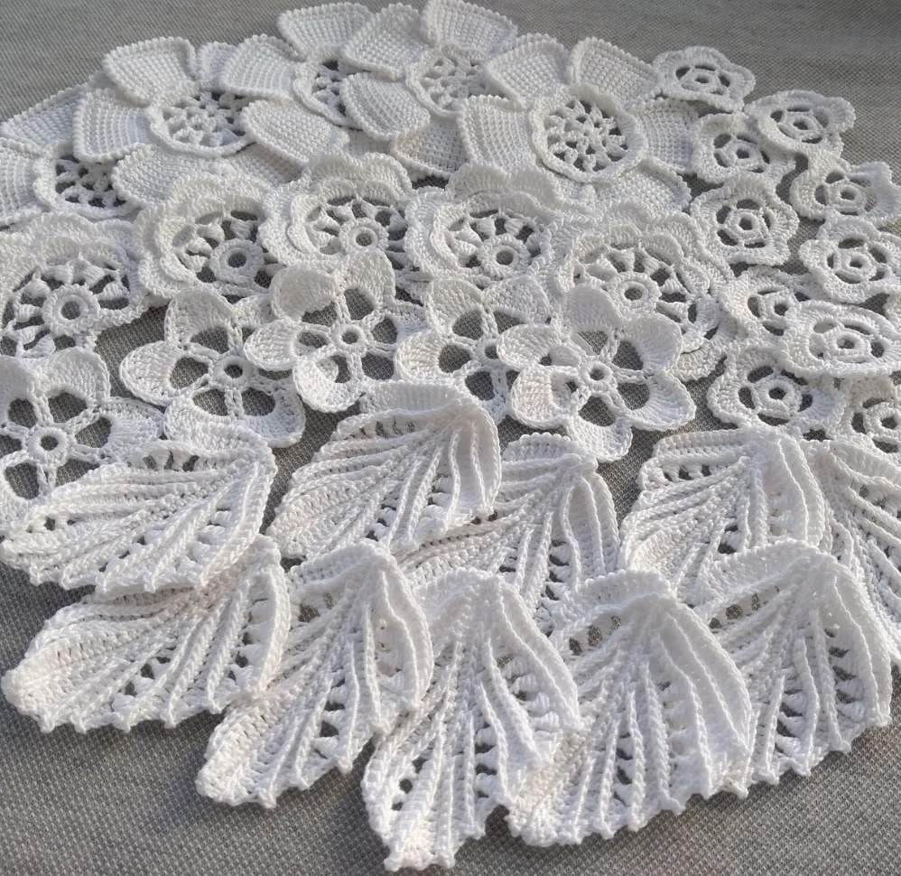 Starched Hand Crochet Flower Motif Doilies Ornaments Christmas ...
