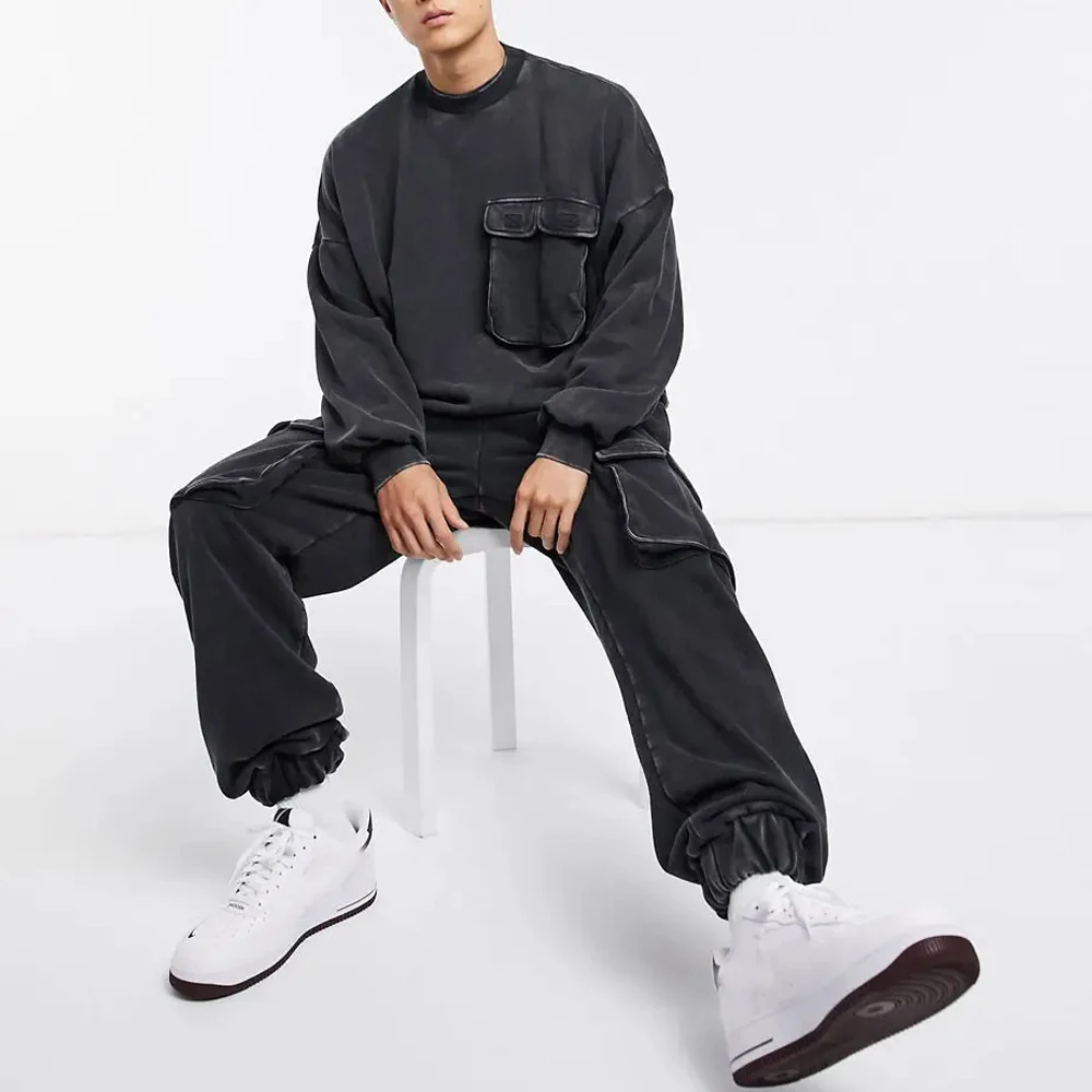 Wholesale Acid Wash Tracksuit Wholesale Design Jogger Tracksuits Gym ...
