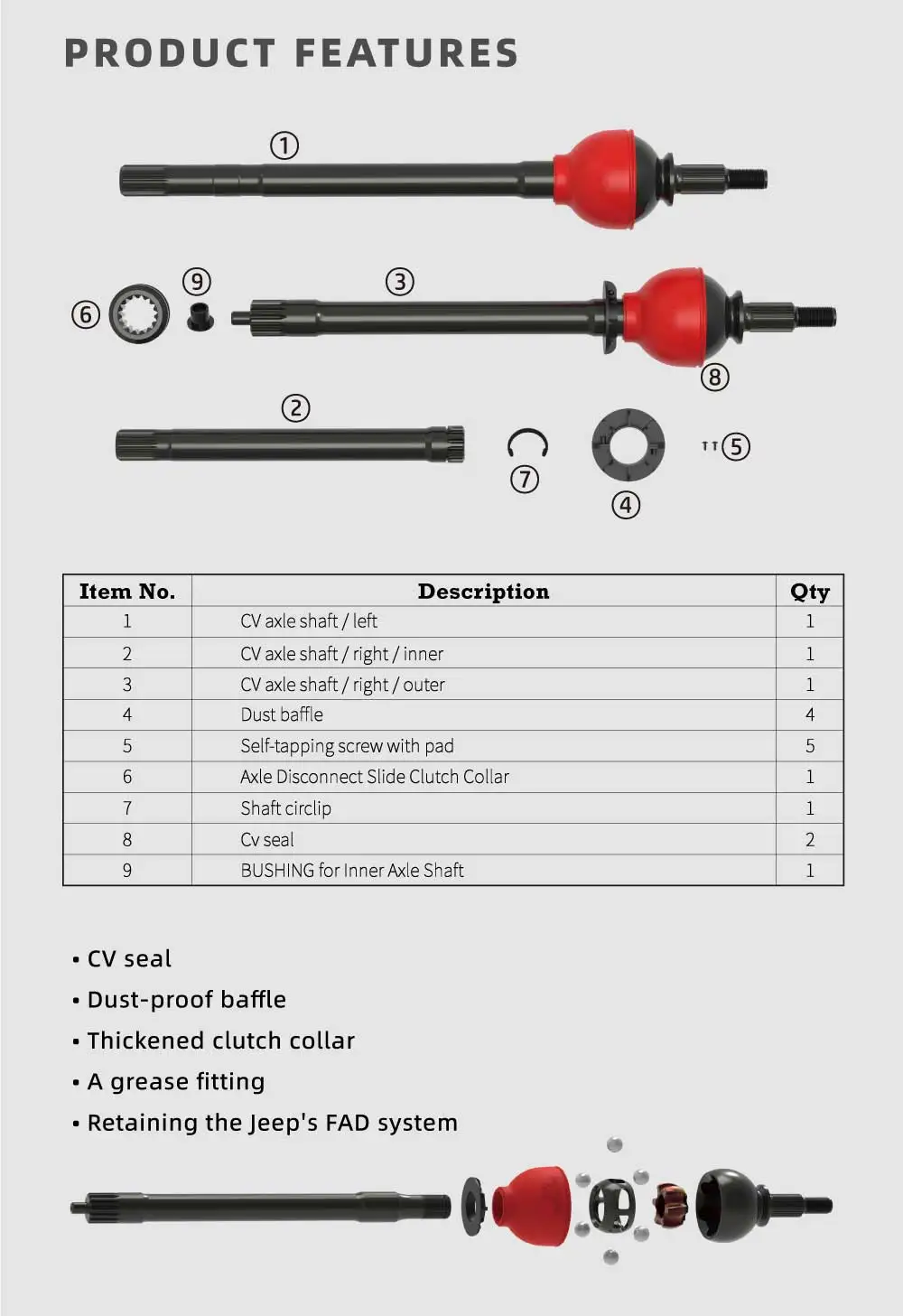 Jeep Wrangler JL CV Joint Axle Assembly - Front Drive Shaft