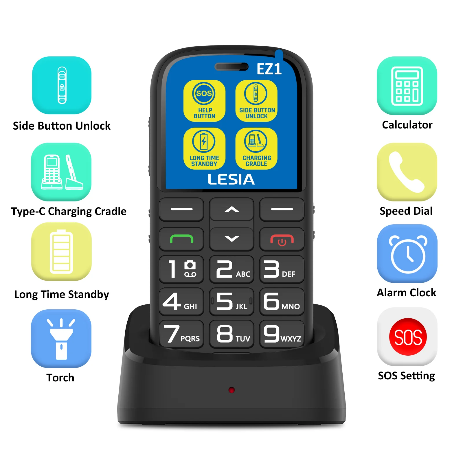 Cheap OEM 4G Feature Phone LESIA EZ1 for Elderly with SOS