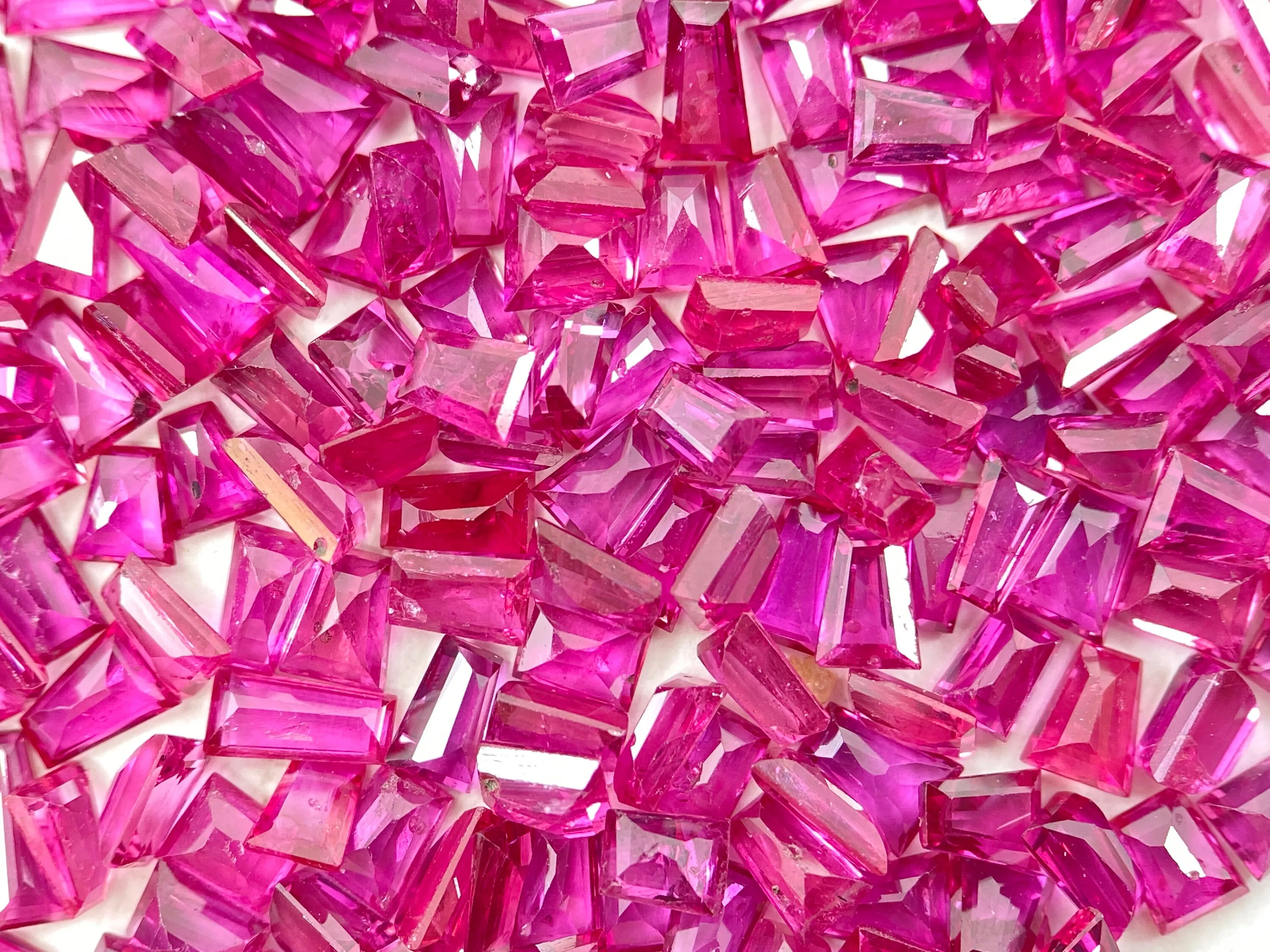 Lab Grown Ruby Gemstone Rose Cut Radiant Cut With Flat Back Lot For ...