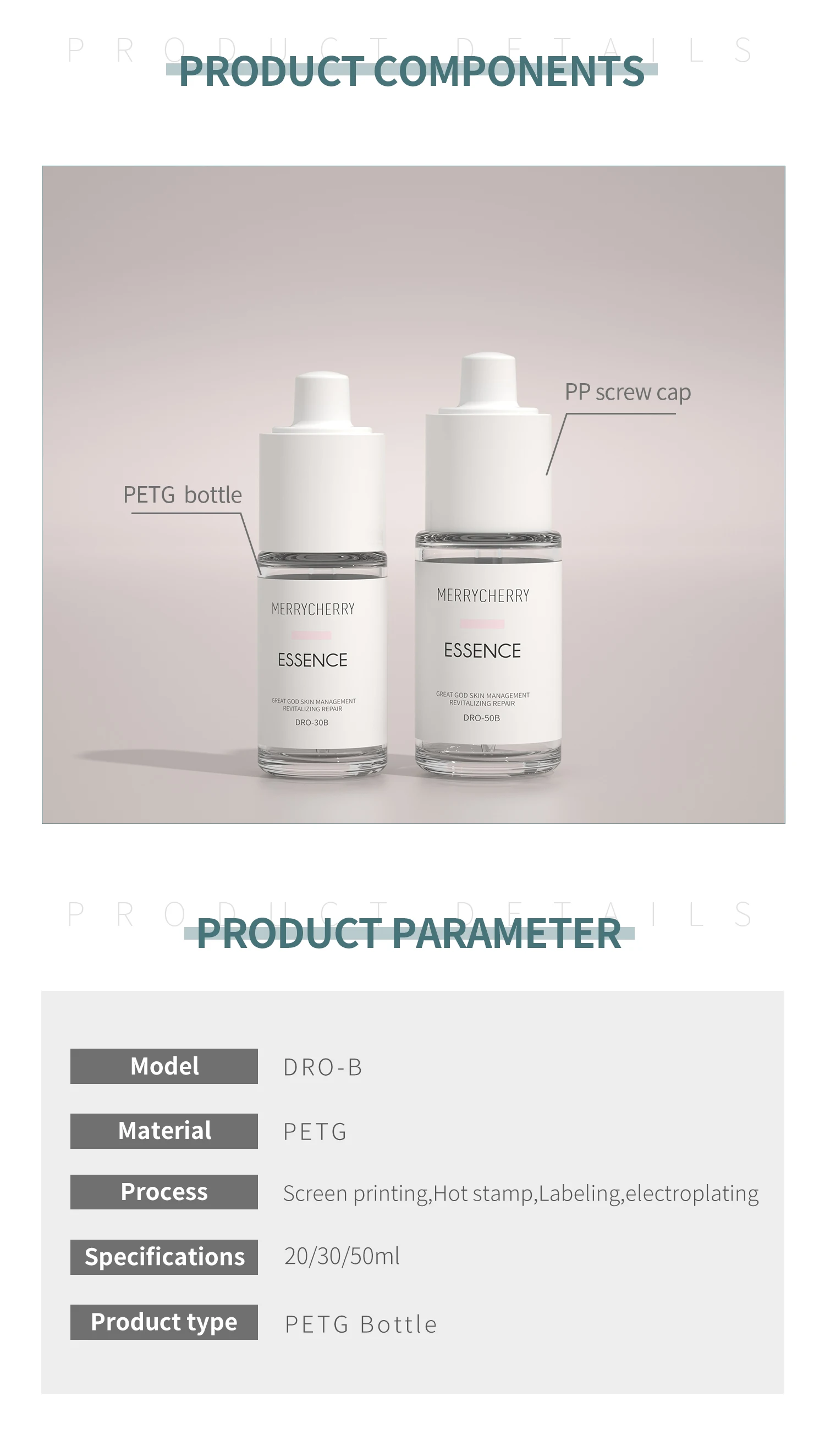 PETG Luxury Tea Tree 10ml 20ml 30ml 50ml White Black Transparent Custom Plastic Essence Oil ...