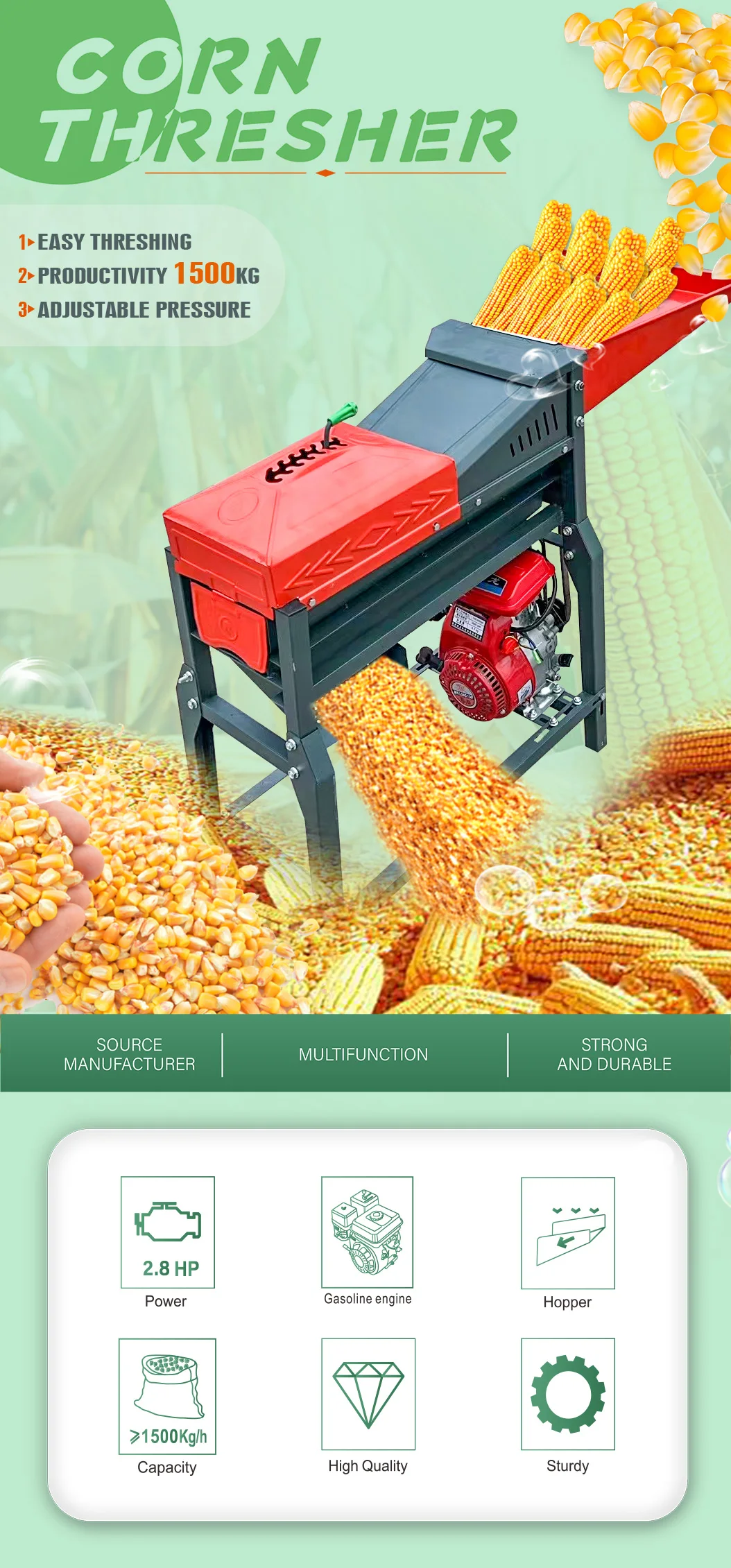 Threshing Corn Efficiently with Original Design Machines