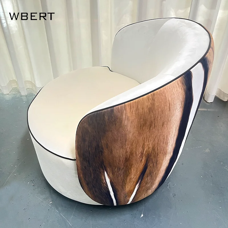 WBERT Luxury Curved Rotating Sofa Chair Single Cloth Fabric for Dining ...