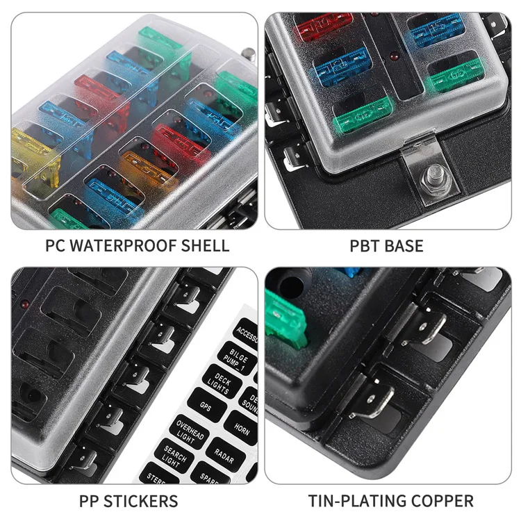 10 Way 10 Circuit Distribution Panel Terminal Standard Blade Fuse Box ...