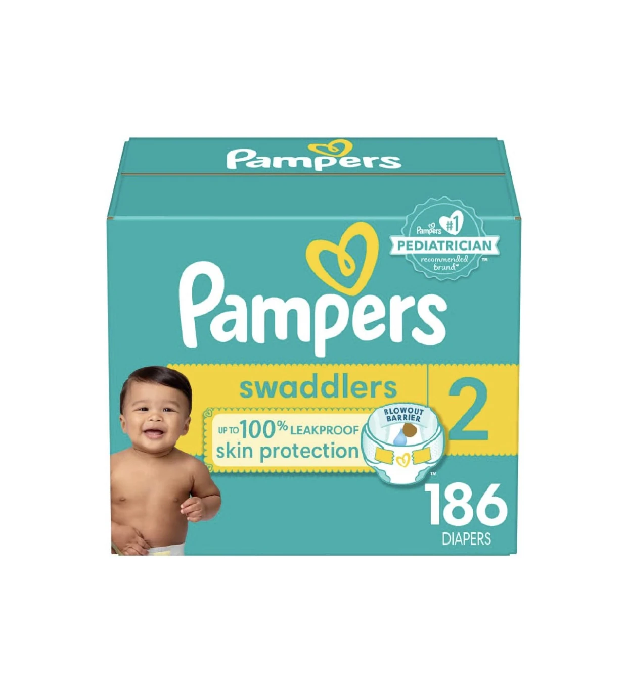 Pampers Swaddlers Diapers, Size 1,2,3,4 One Month Supply (198 Count ...