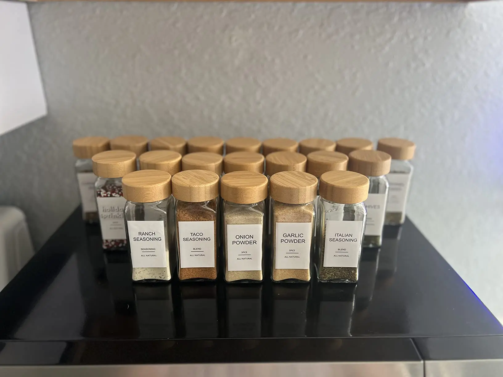 24 Pcs 4oz Glass Spice Jars Set Including Bamboo Lids With Shaker ...