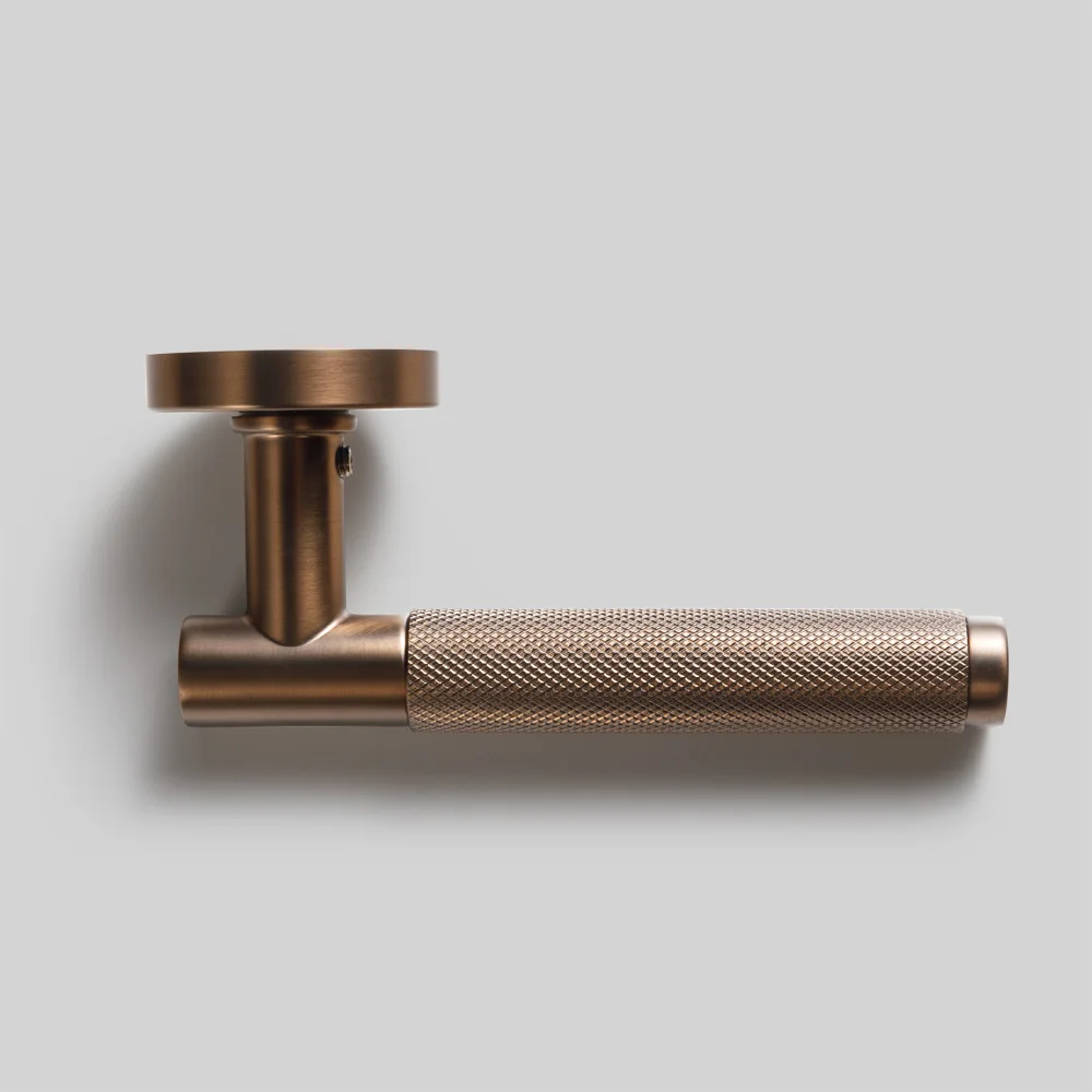 TIDO Texture Series Knurled Matte Rose Gold Satin Lever Door Handle