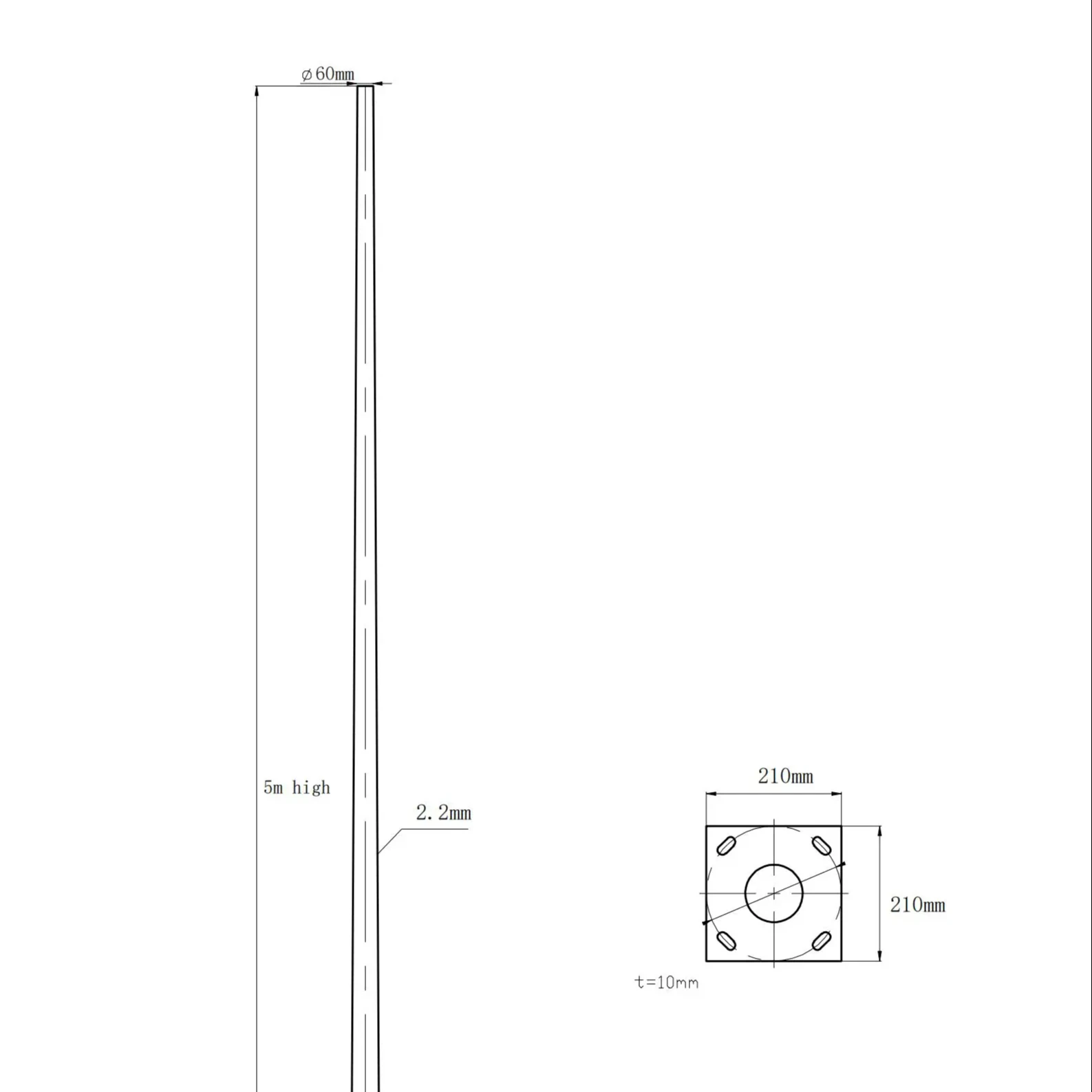 Outdoor Galvanized Solar Street Lighting Poles/street Lamp Post Q235 ...