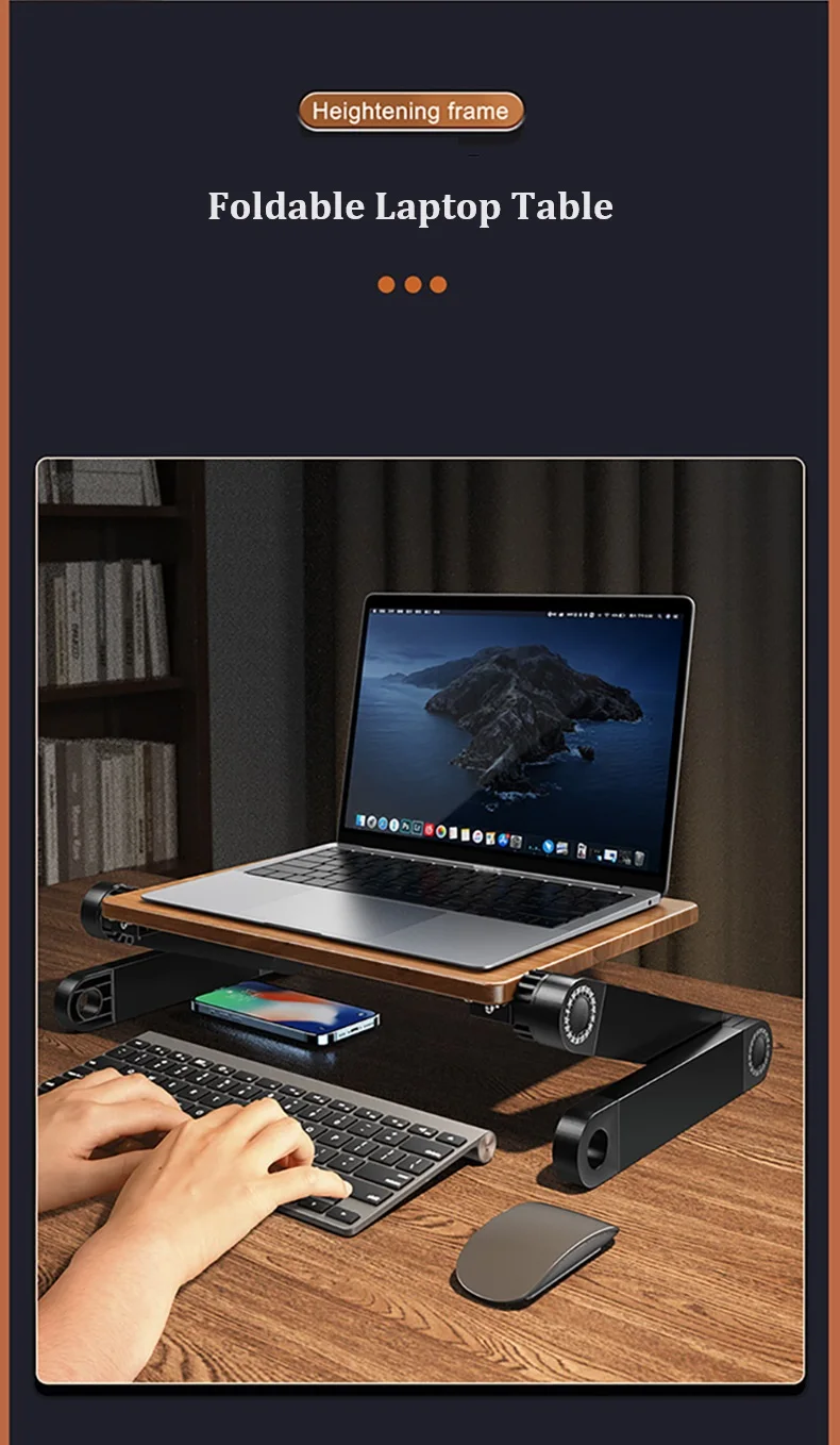 Portable Adjustable Laptop Stand - Solid Wood & Height Adjustable Desk
