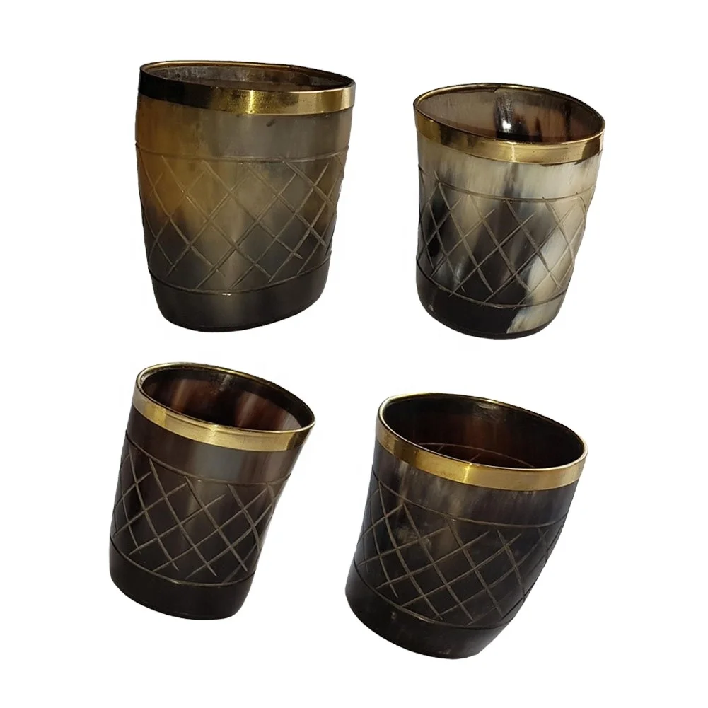 Luxury Drink Horn Glass With Brass Rim For Whiskey Wine Drinking ...