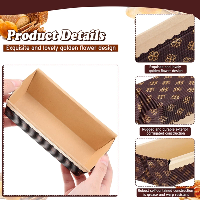 Custom Recyclable Kraft Paper Disposable Bread Loaf Pan Bakery Pastry ...