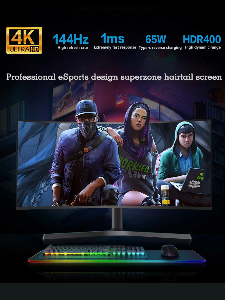 34" 4K IPS Panel Monitor - 100hz Gaming & Business Display