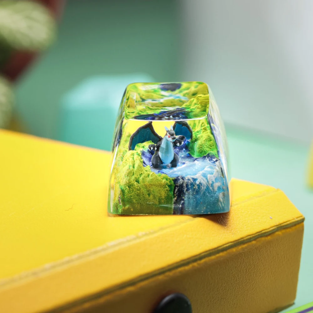 Mega Charizard X Pokemon Artisan Keycap: Exquisite Handmade Epoxy Resin ...