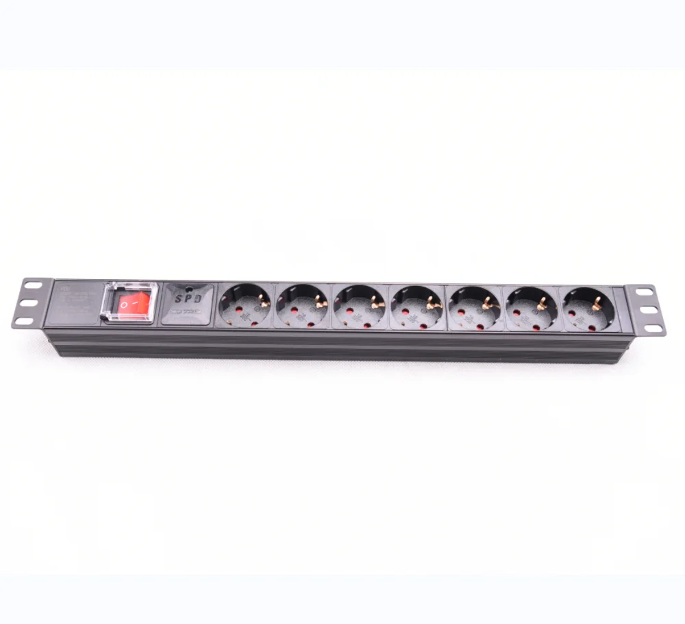 Schuko Socket PDU 1U - 7 Ways Outlets with Surge Protector