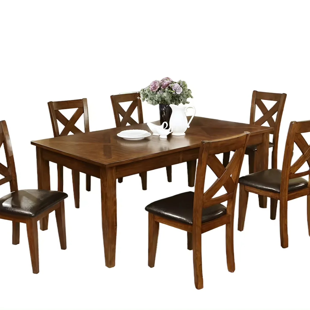 7-Piece Modern Dining Table Set MDF Wood Style for Hotel or Kitchen ...