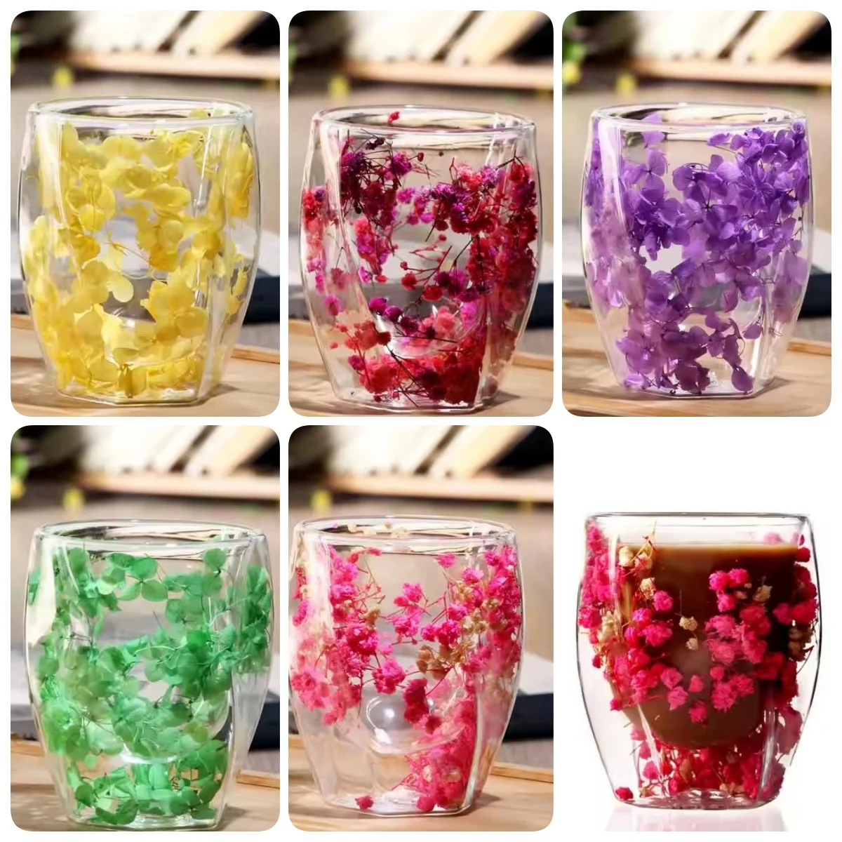 Real Flower Dry Flower Cup Office Home Use Double Layer Eco-friendly ...