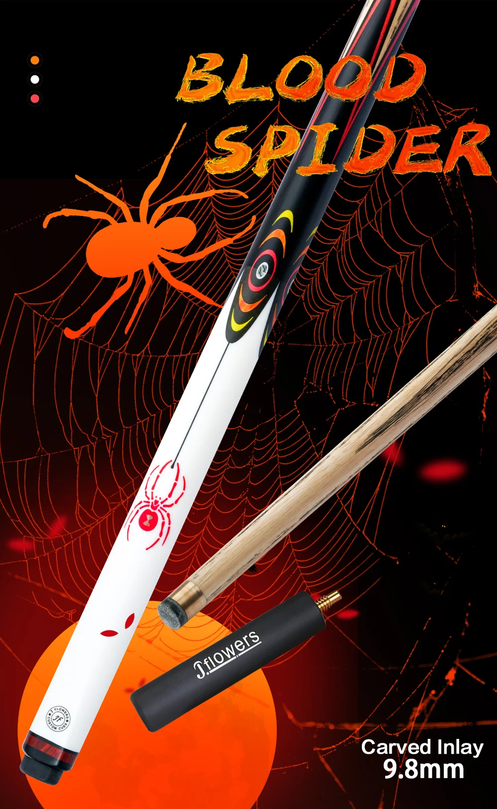 Jflowers Jsk-117 Billiard Snooker Cue Ash Wood Real Inlay One Piece 9 ...