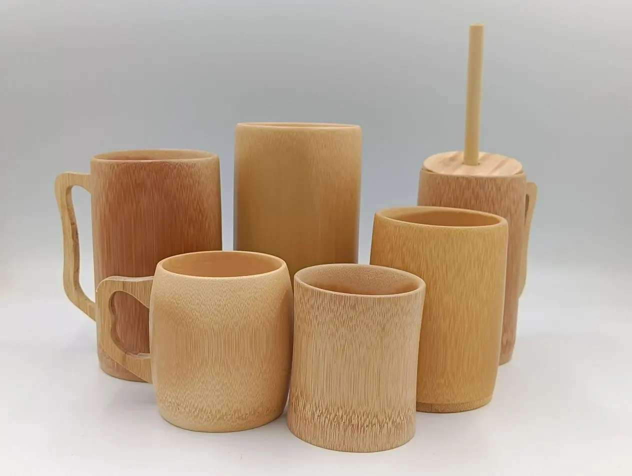 Natural Eco Friendly Bamboo Cups With Reusable Bamboo Coffee Cup For ...