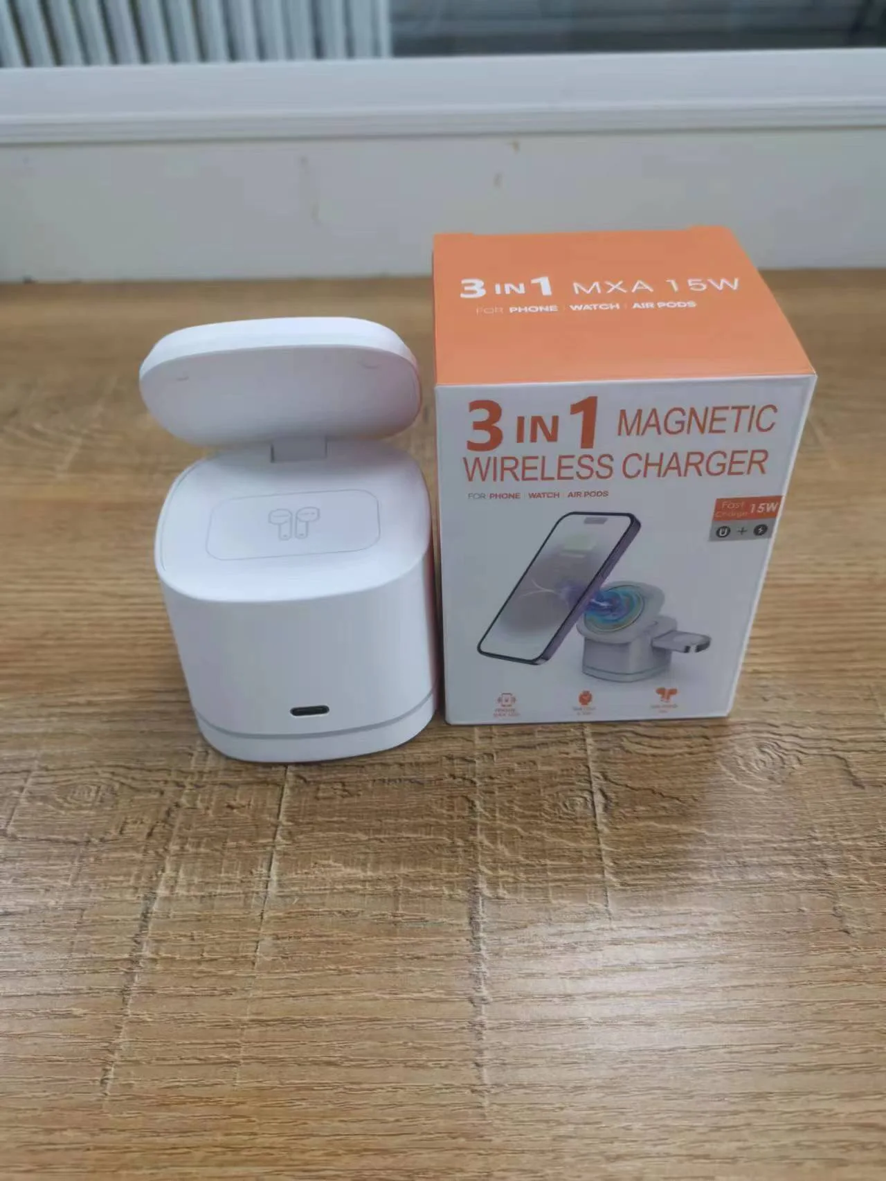 3 In 1 Magnetic Wireless Cube Charger,Mag-safe Compatible,15w Fast ...