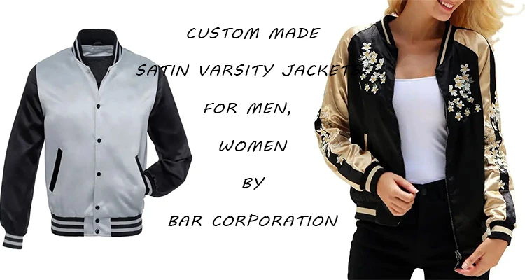 Women Classic Cropped Custom Bomber Jacket Satin Baseball College ...