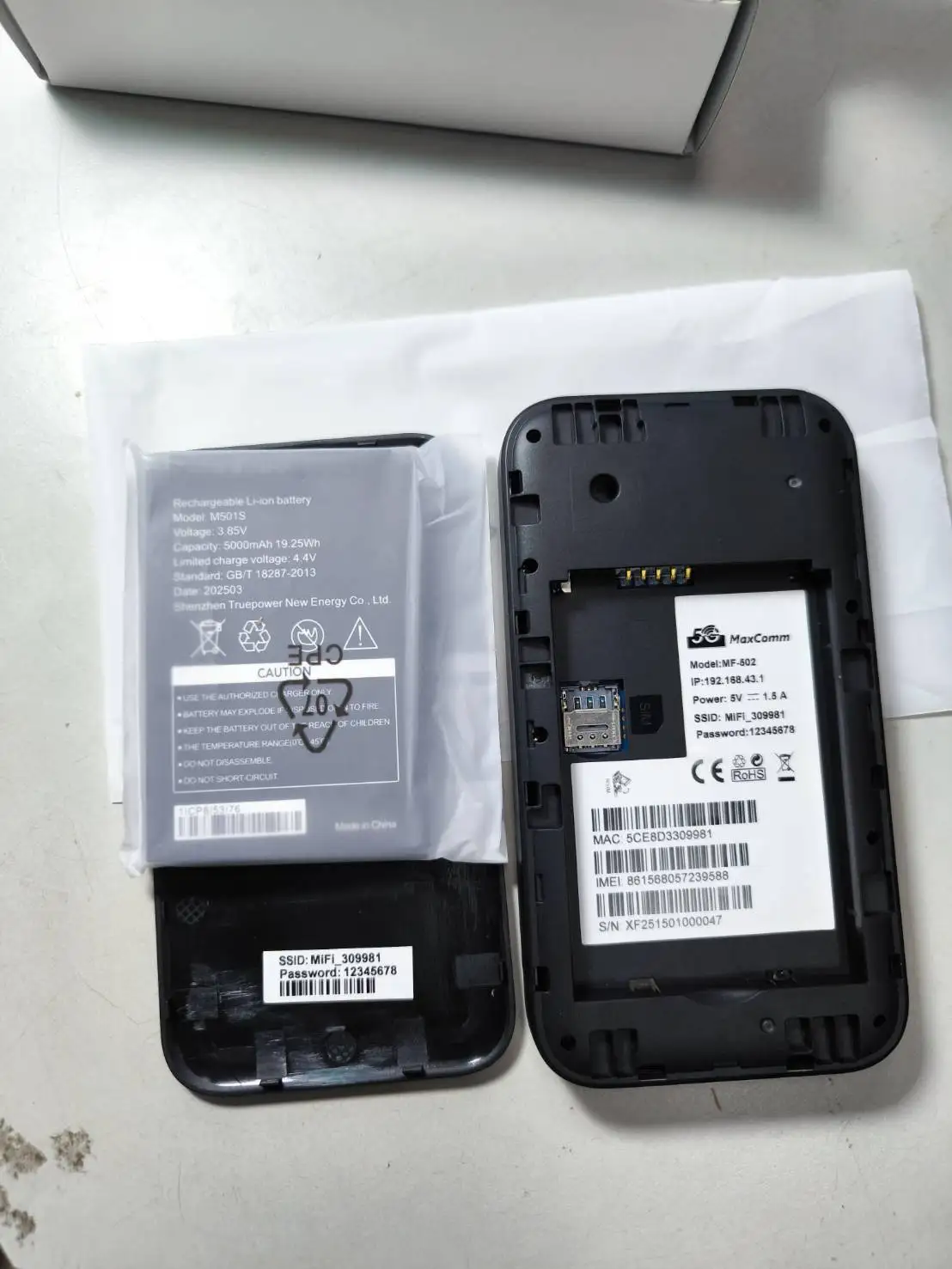 5G MiFi Portable Router with SIM Card, RJ45 Ethernet Port MF-502 ...