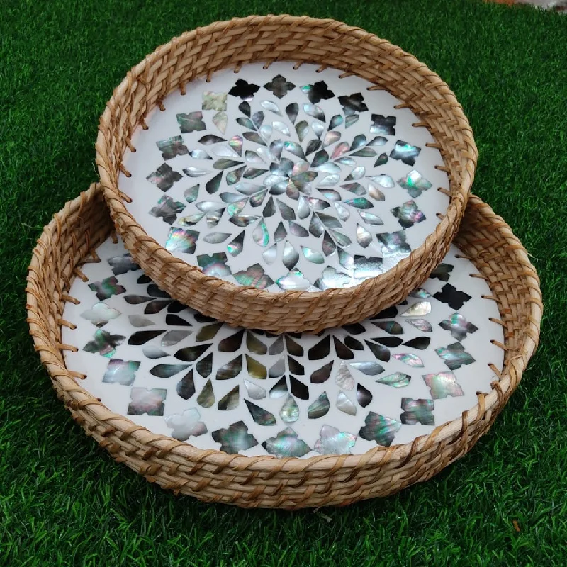 Newest Quality Wood Design Rattan Cane Serving Tray With Shiny ...