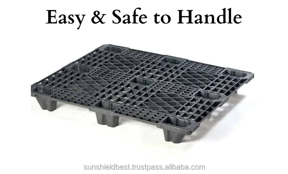 Black Plastic Pallet Stacking Open Deck And Heavy Duty Rim 100% Recycled For Warehousing ...