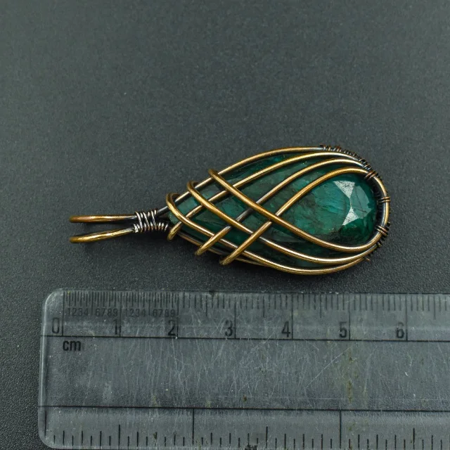 Emerald Gemstone Copper Wire Wrapped Pendant Fashion Jewelry Designer ...
