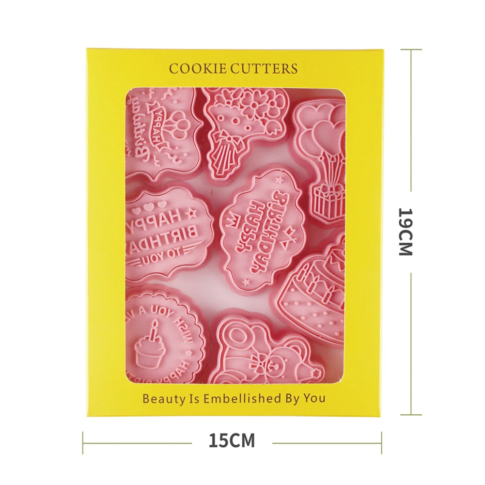 Diy Cake Baking Tools Happy Birthday Shape Plastic Biscuit Mold Stamp ...