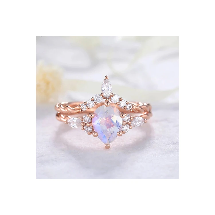 Most Expensive Gold Wedding Ring Rainbow Moonstone Luxury New Design ...