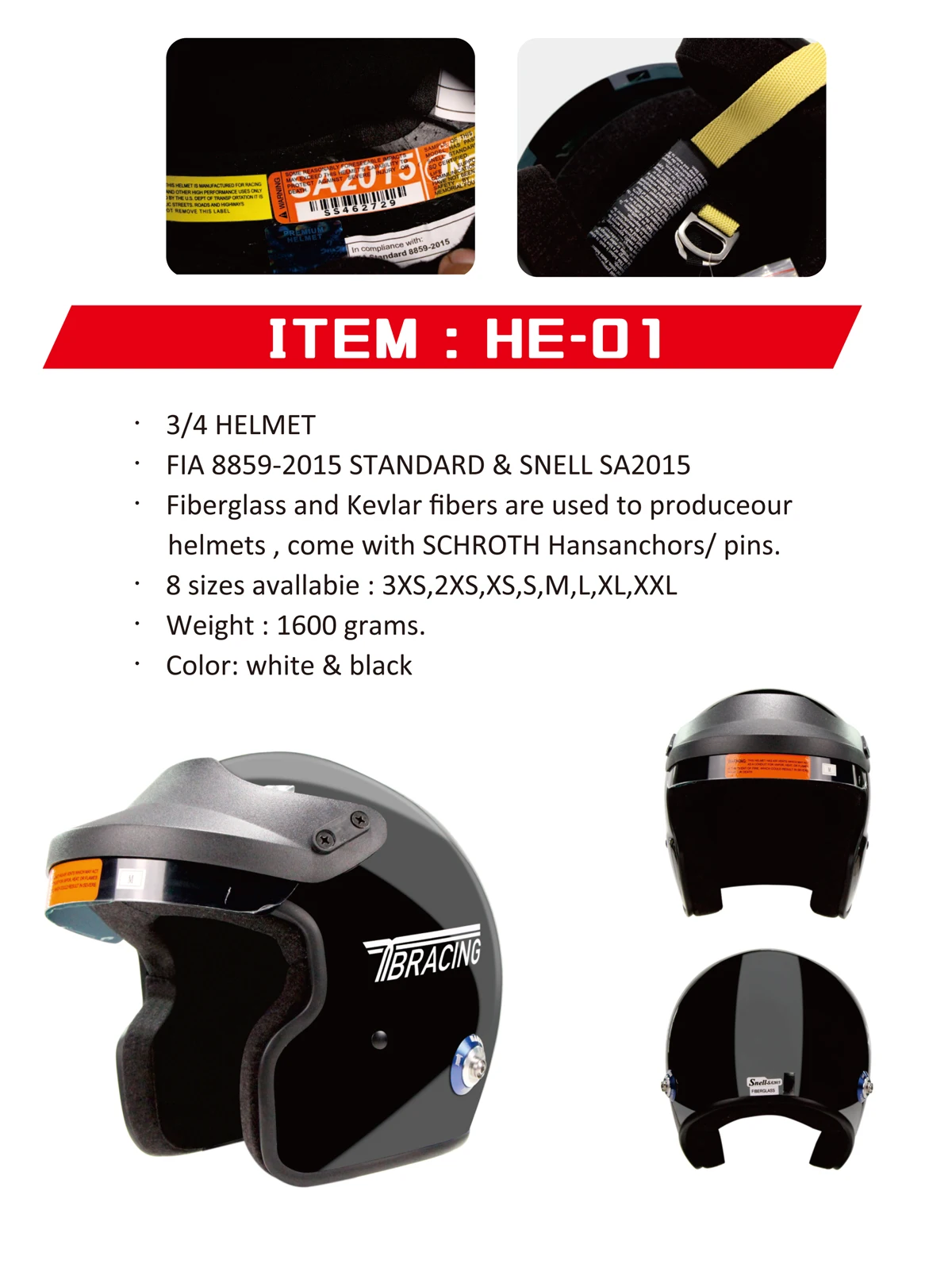 3/4 Helmet Fia Approved Car Race Helmet - Buy Car Race Helmet Product ...