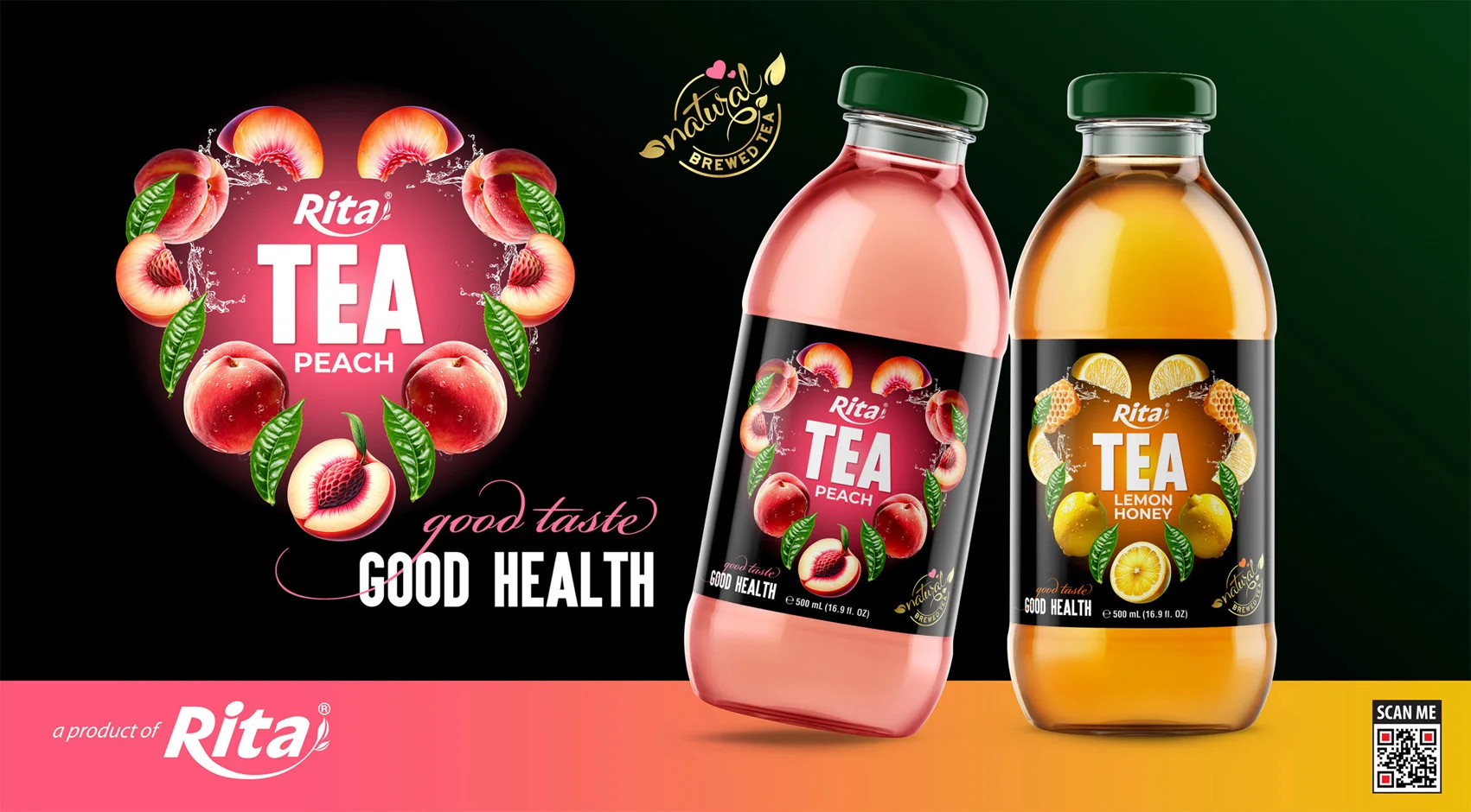 RITA Own Brand Iced Tea with Lemon Mint 500ml High Quality Glass Bottle ...