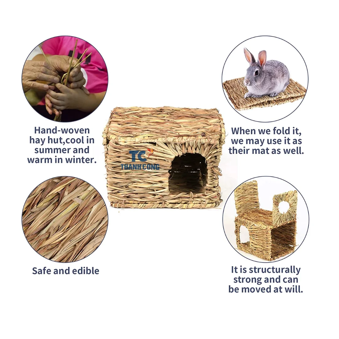 Pet Woven Grass Straw Small Rabbit Hamster Hole Cage Nest House ...