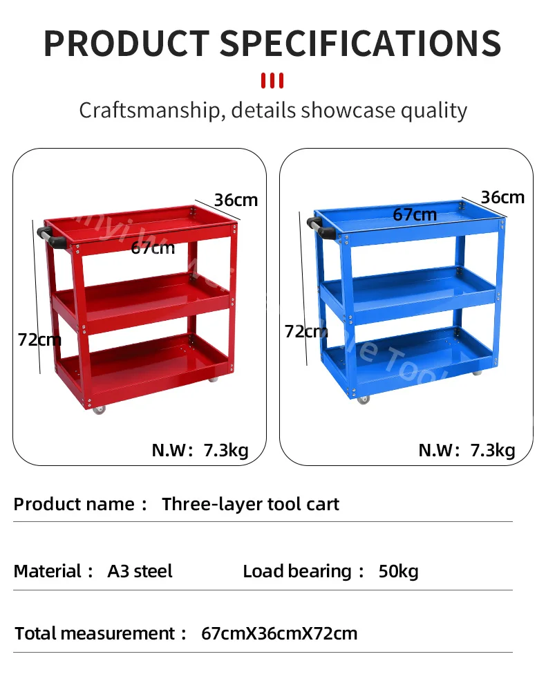 High Quality 3 Tiers Three Layer Trolley Storage Trolley Multi Function ...