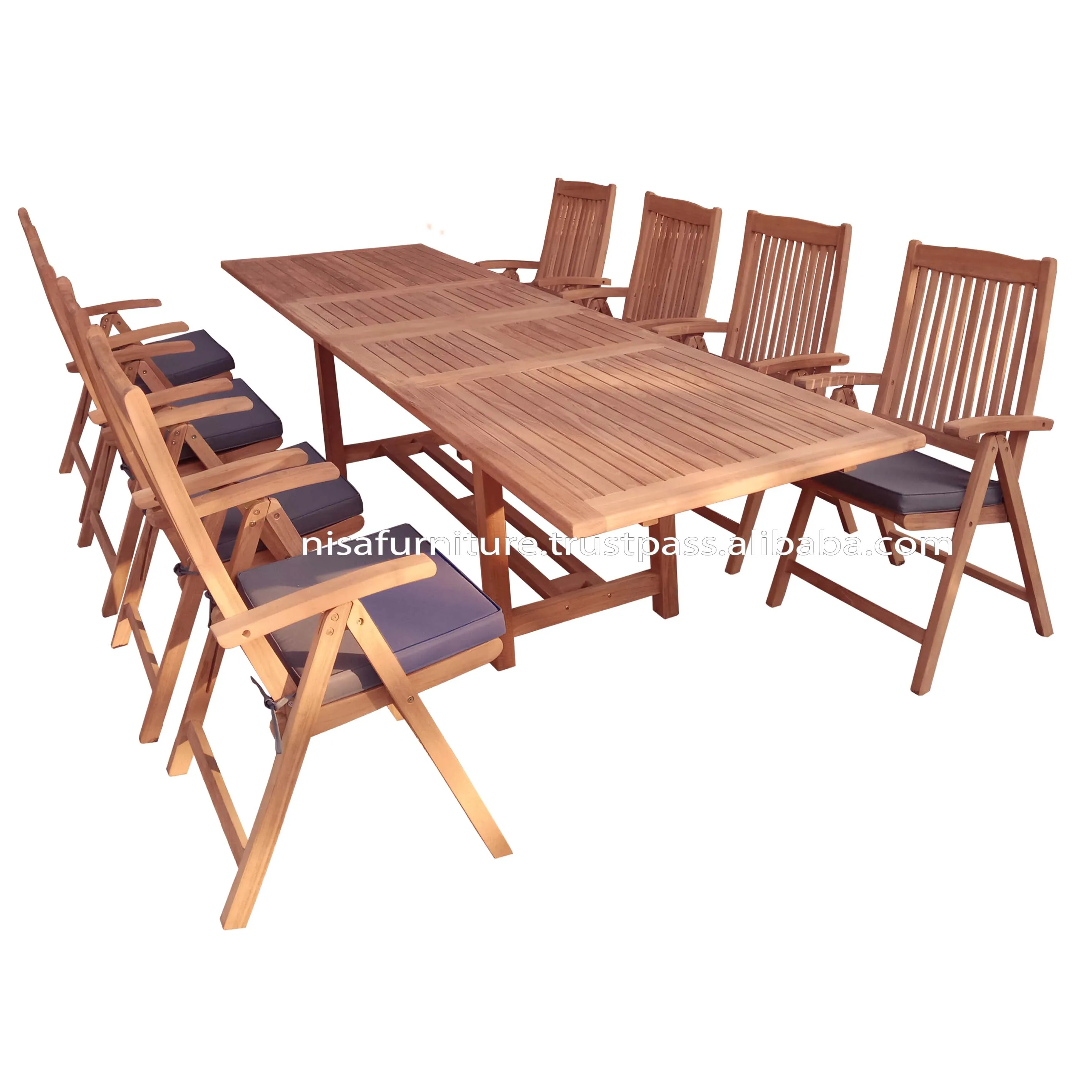 3m Langer Esstisch - Outdoor Teak Wooden Table & Chairs