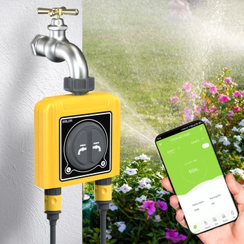 Two Outlets Smart Garden Watering Timer Controller Tuya Wifi Hub Small ...