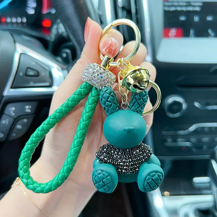 2024 Rabbit Keychain Animal Crystal Rhinestones Key Chain Rabbit ...