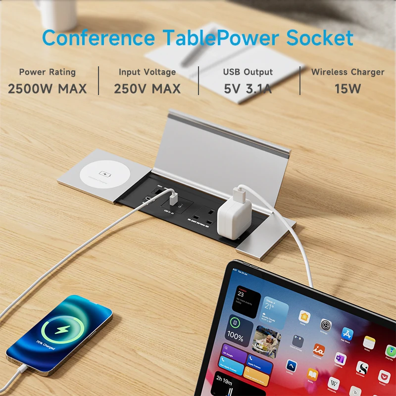 JOYE Cable Cubby Power Outlet Box - Hidden Recessed Extension Socket ...
