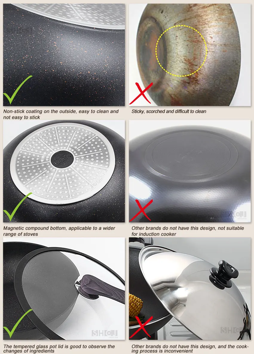 Nonstick Graphene Coating Skillets Frying Pan With Standing Tempered ...