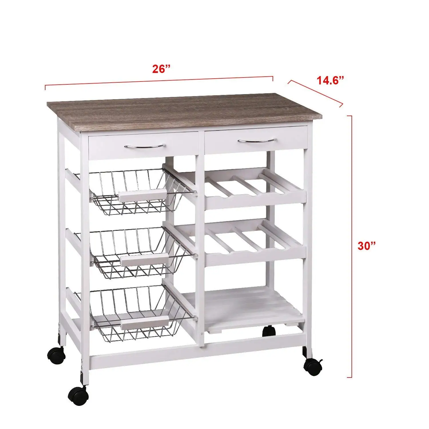 Kitchen Trolley Portable Island Dining Cart Worktop Storage Lockable ...