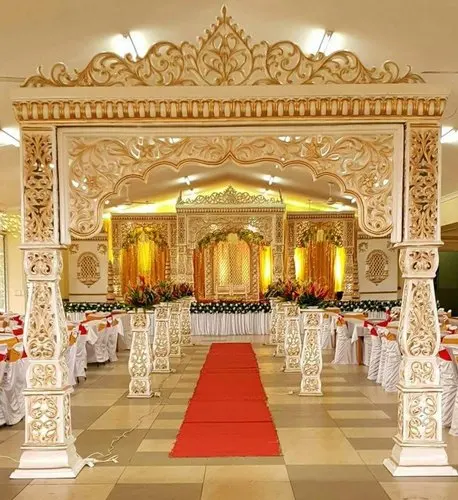 Newly Designed Latest Wedding Fiber Golden Crystal Stage Mandap For ...